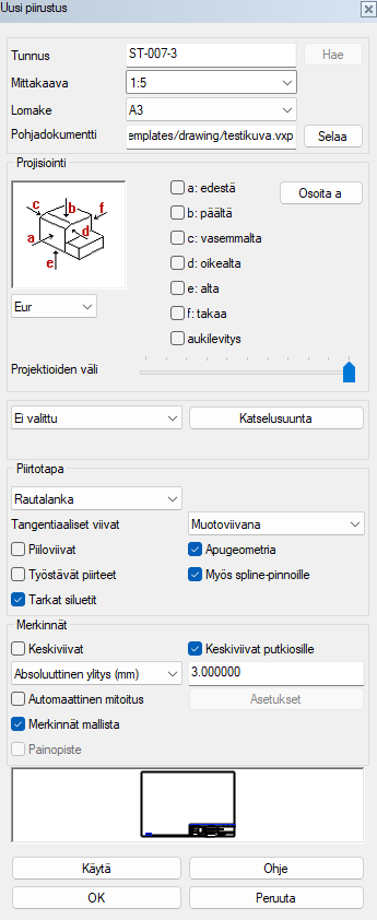 Piirustustuki pohjadokumentteihin